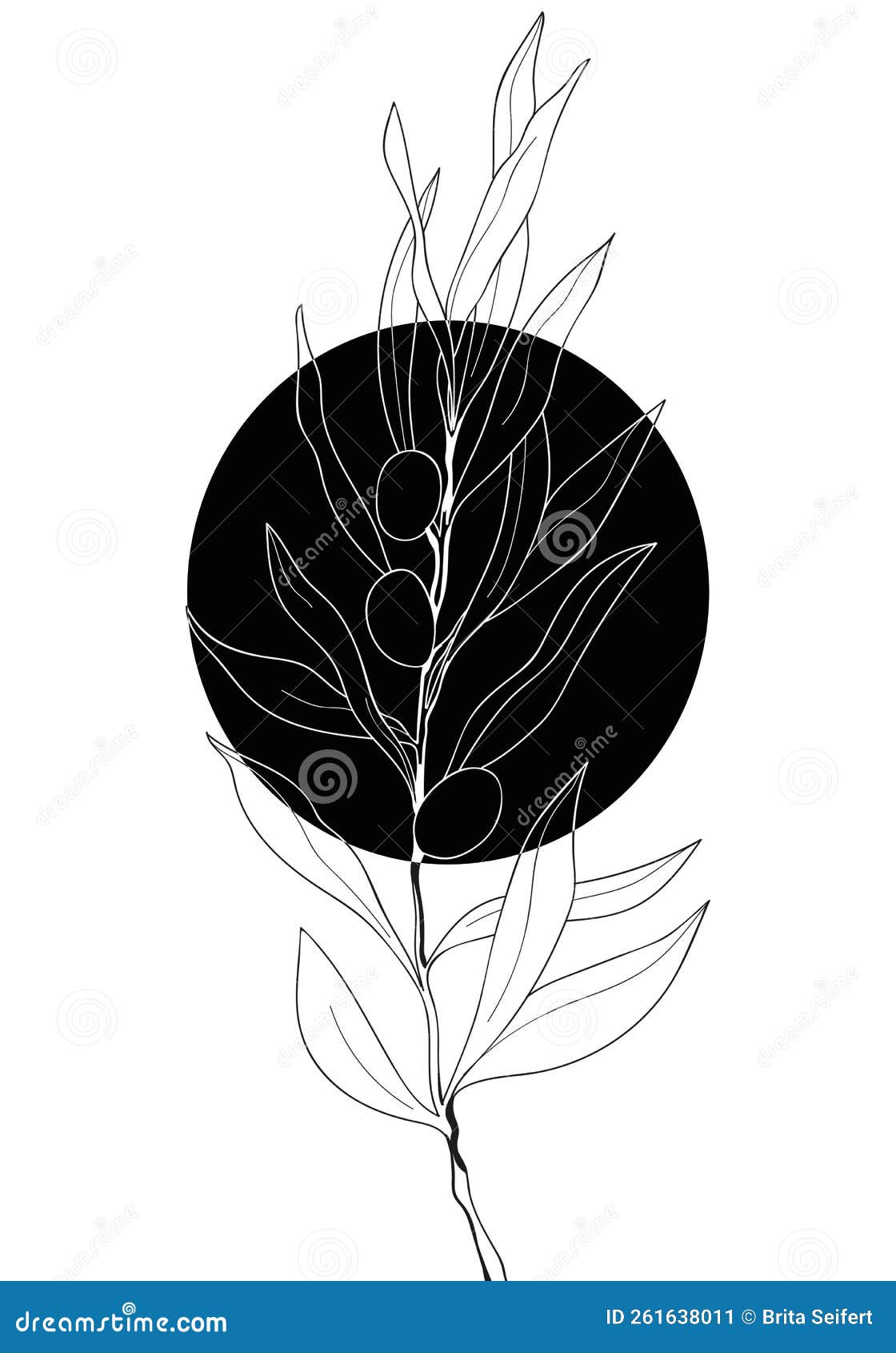 Graphical Leaves Illustration. Floral Line Art Pattern Background Stock ...