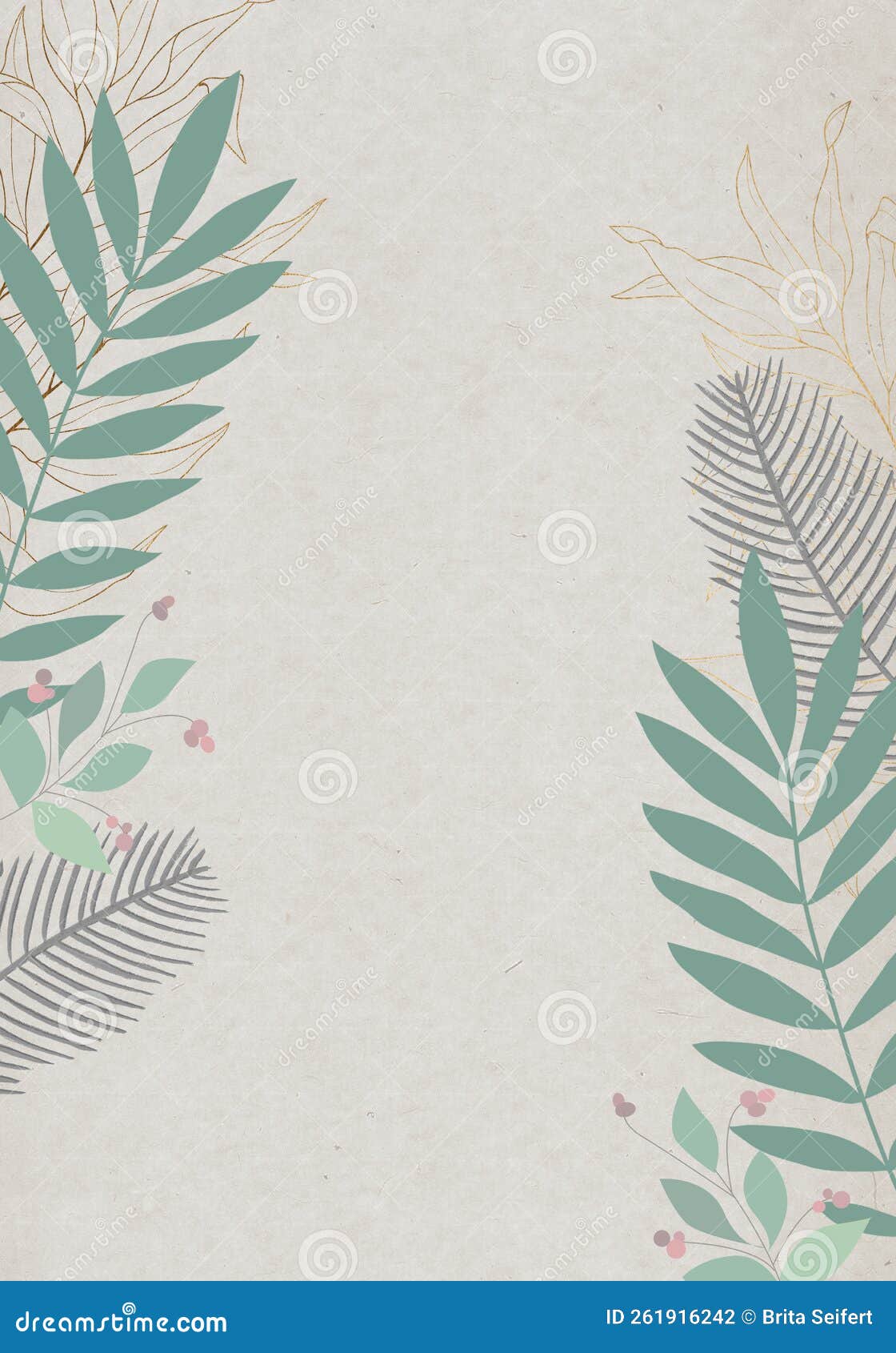 Graphical Leaves Illustration. Floral Line Art Pattern Background Stock ...