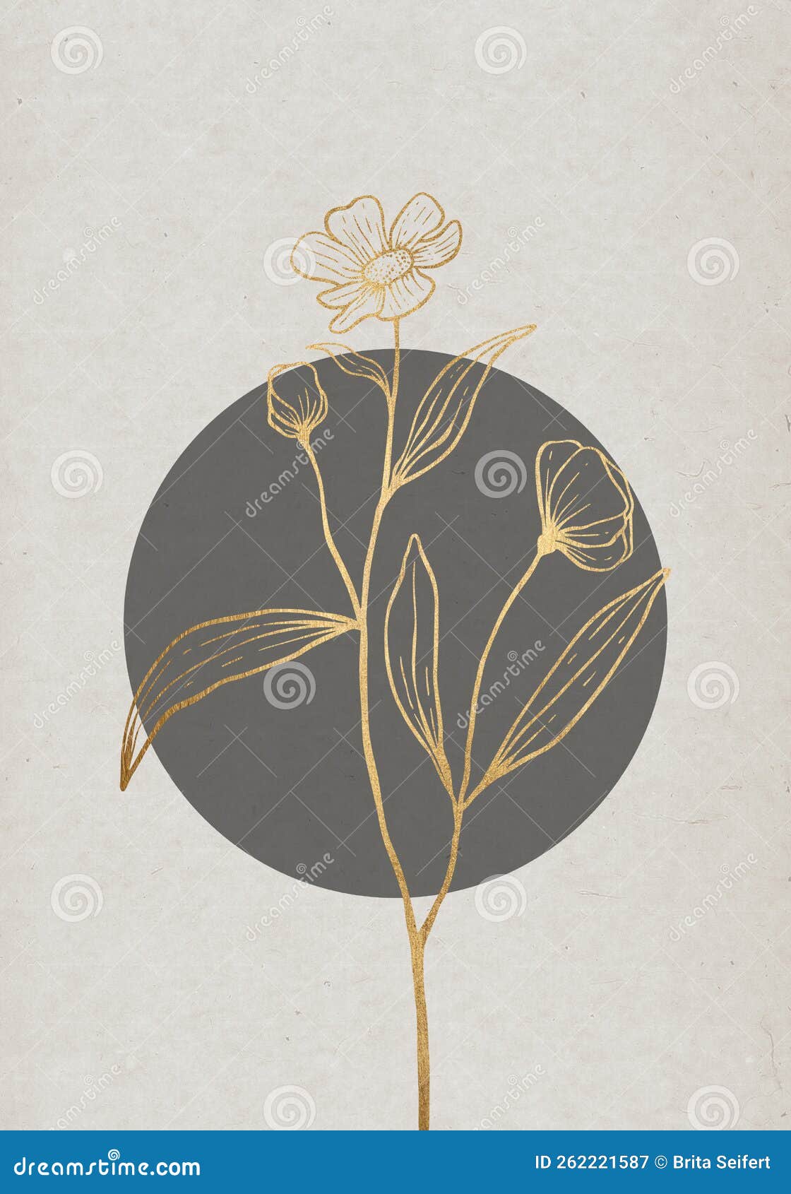 Graphical Leaves Illustration. Floral Line Art Pattern Background Stock ...
