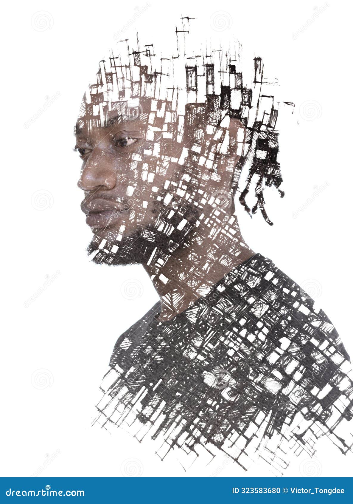 A Graphical Paintography Portrait of an African American Man Stock ...