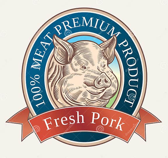 Graphical Pig, Label Design. Stock Vector - Illustration of pasture ...
