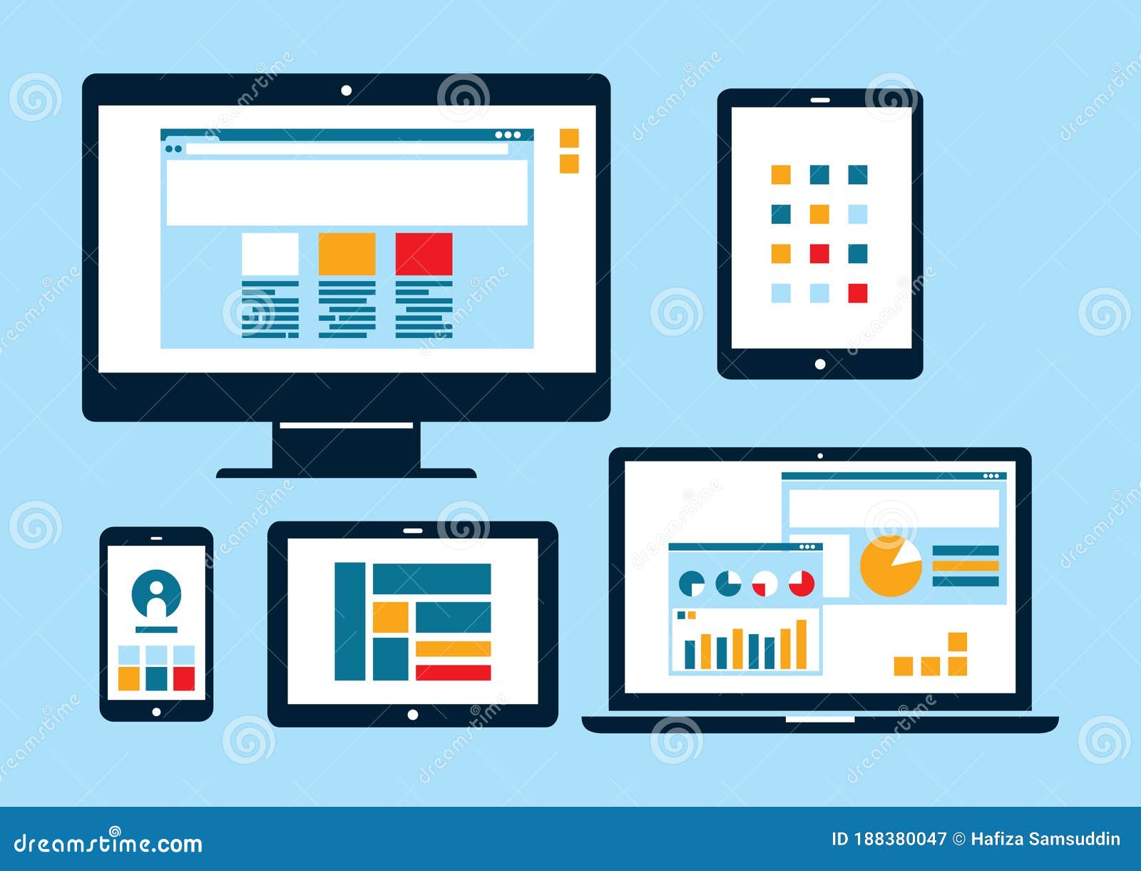 Graphical Representations in Gadgets. Vector Illustration Decorative ...