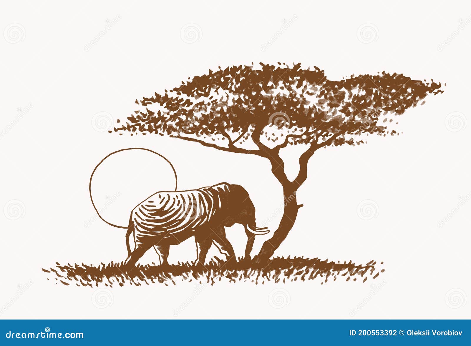 Graphical Elephant Running Isolated On White Background, Vector ...