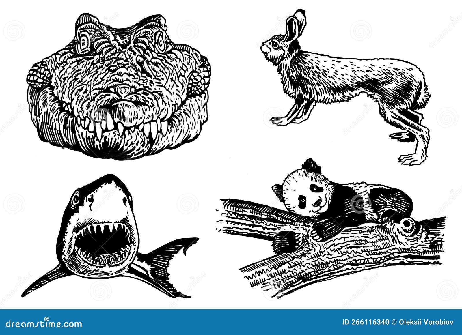 Graphical Set Of Animals Isolated On White Background,vector ...