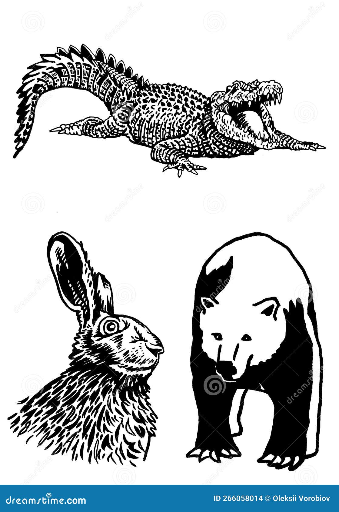 Graphical Set Of Animals Isolated On White Background,vector ...