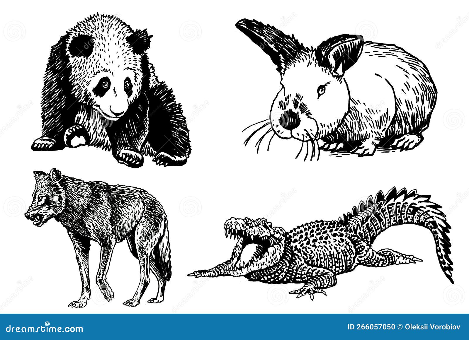 Graphical Set Of Animals Isolated On White Background,vector ...