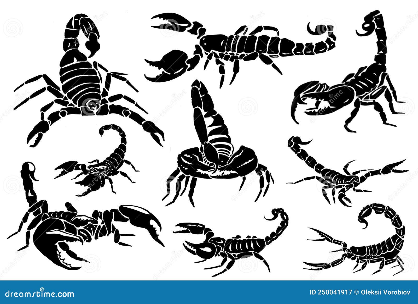 Graphical Set of Scorpions Isolated on White,vector Elements Stock ...