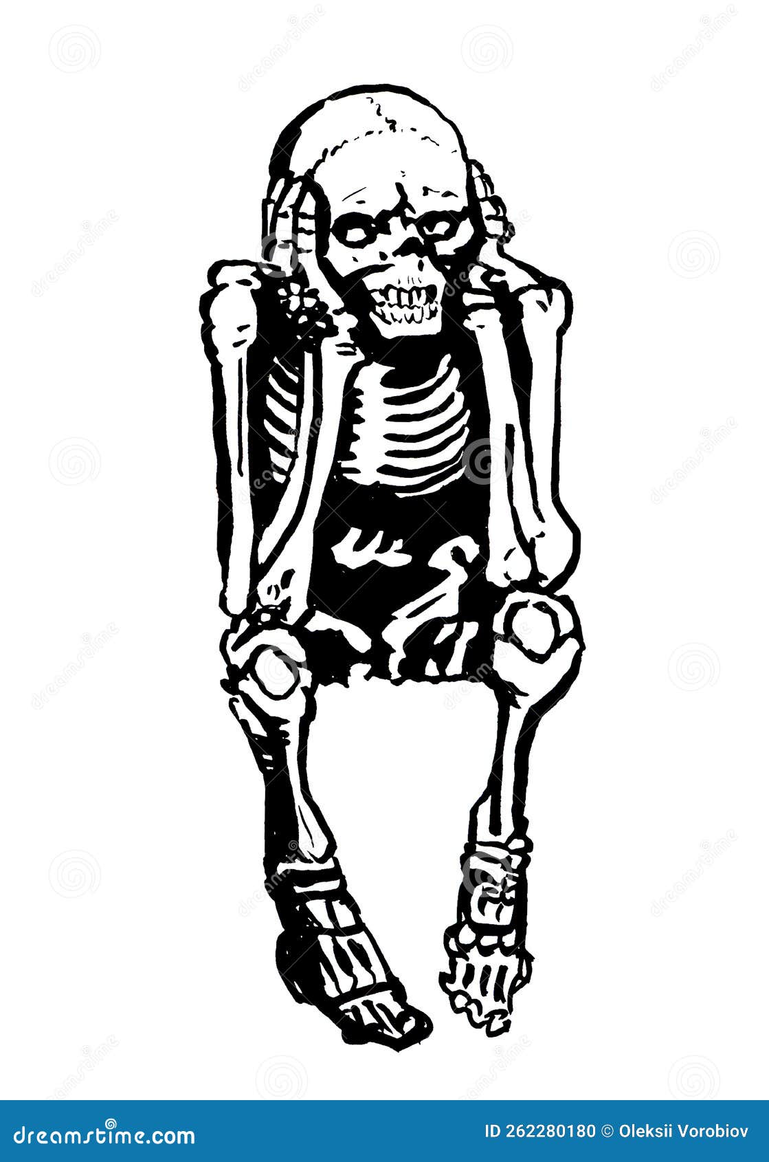 Graphical Skeleton Sitting Isolated on White Background,vector Element ...