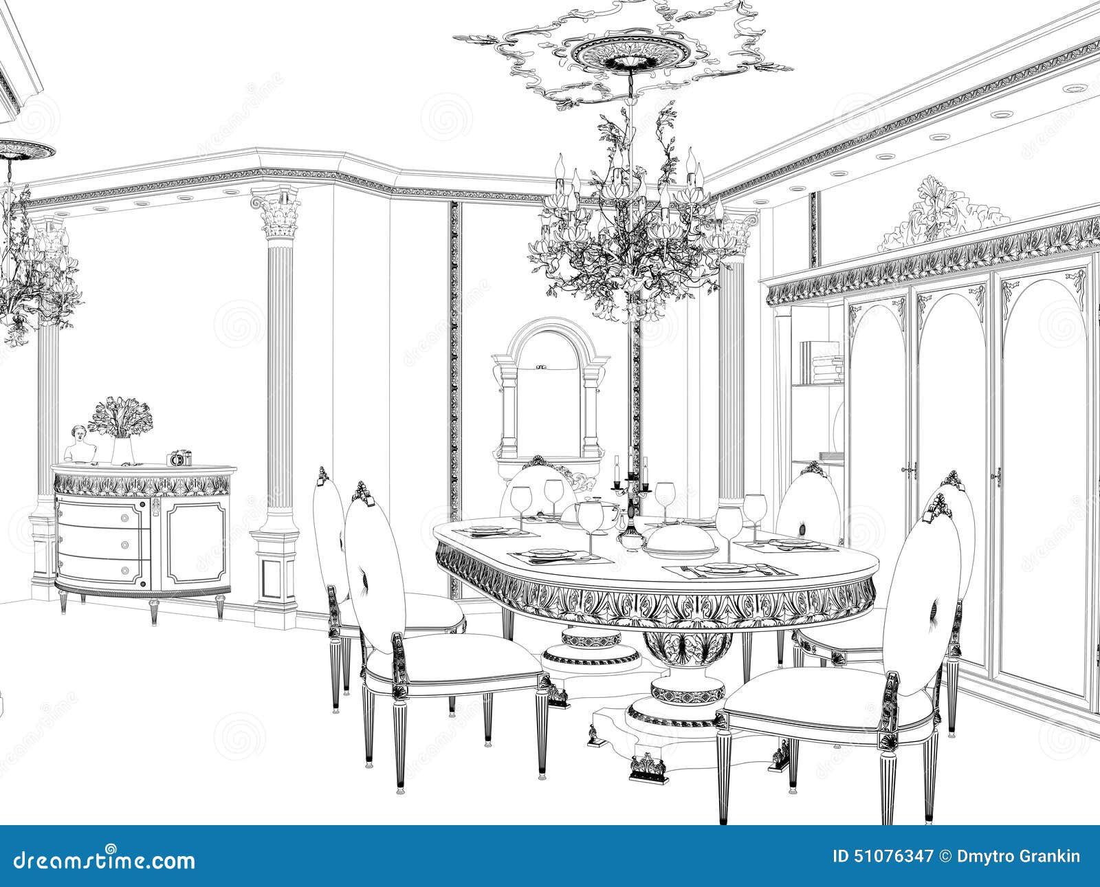 Graphical Sketch of an Interior Apartment. Stock Illustration ...