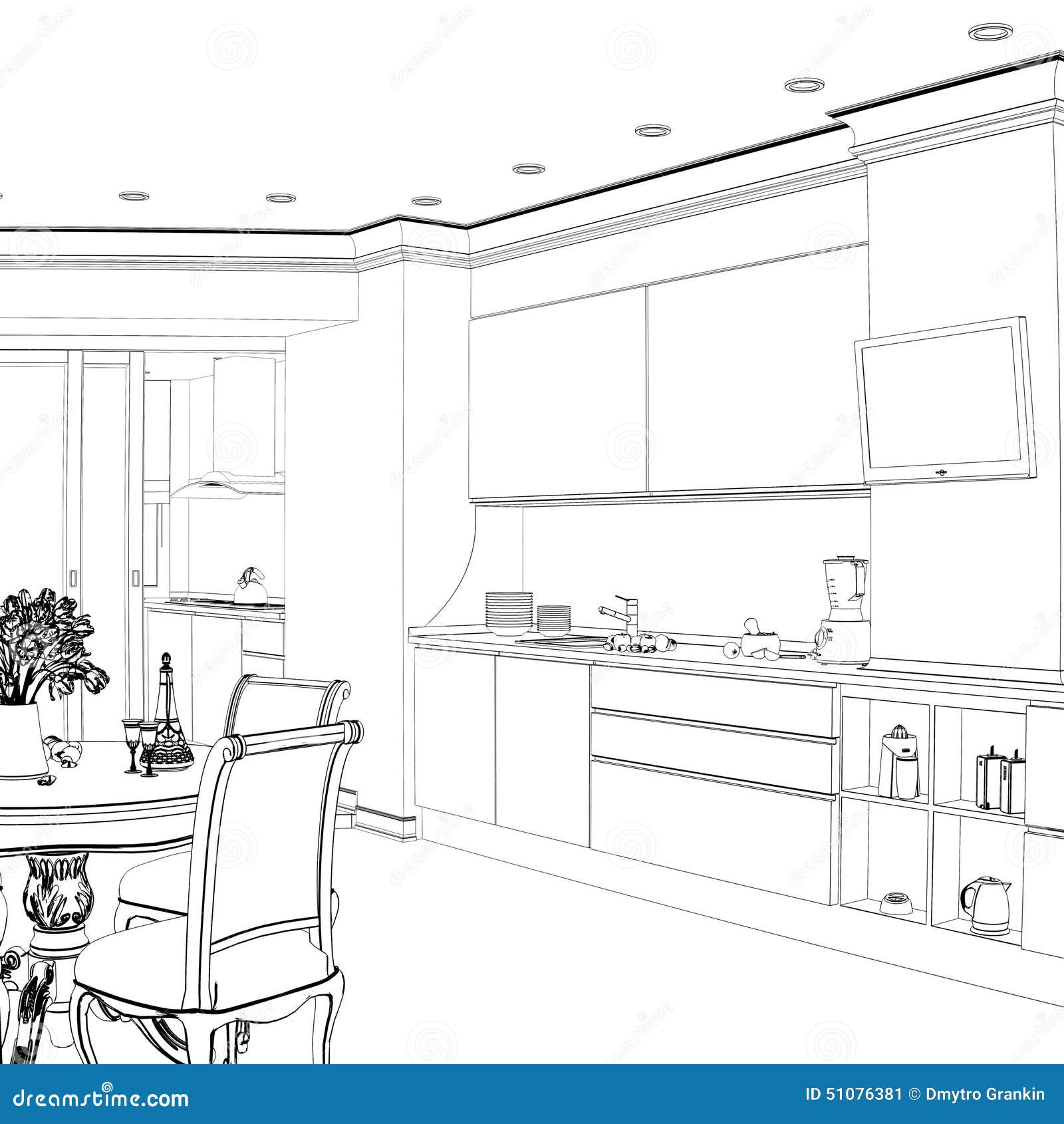 Graphical Sketch of an Interior Apartment. Stock Illustration ...