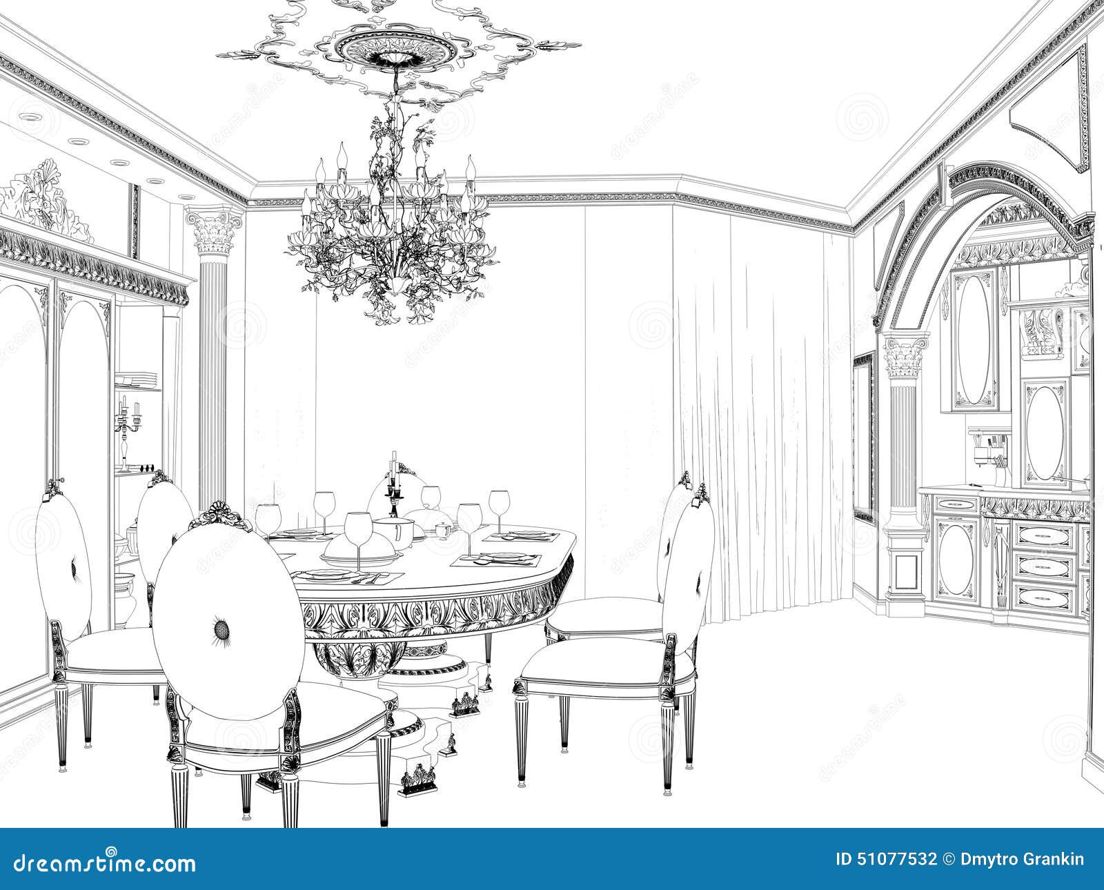 Graphical Sketch of an Interior Apartment. Stock Illustration ...