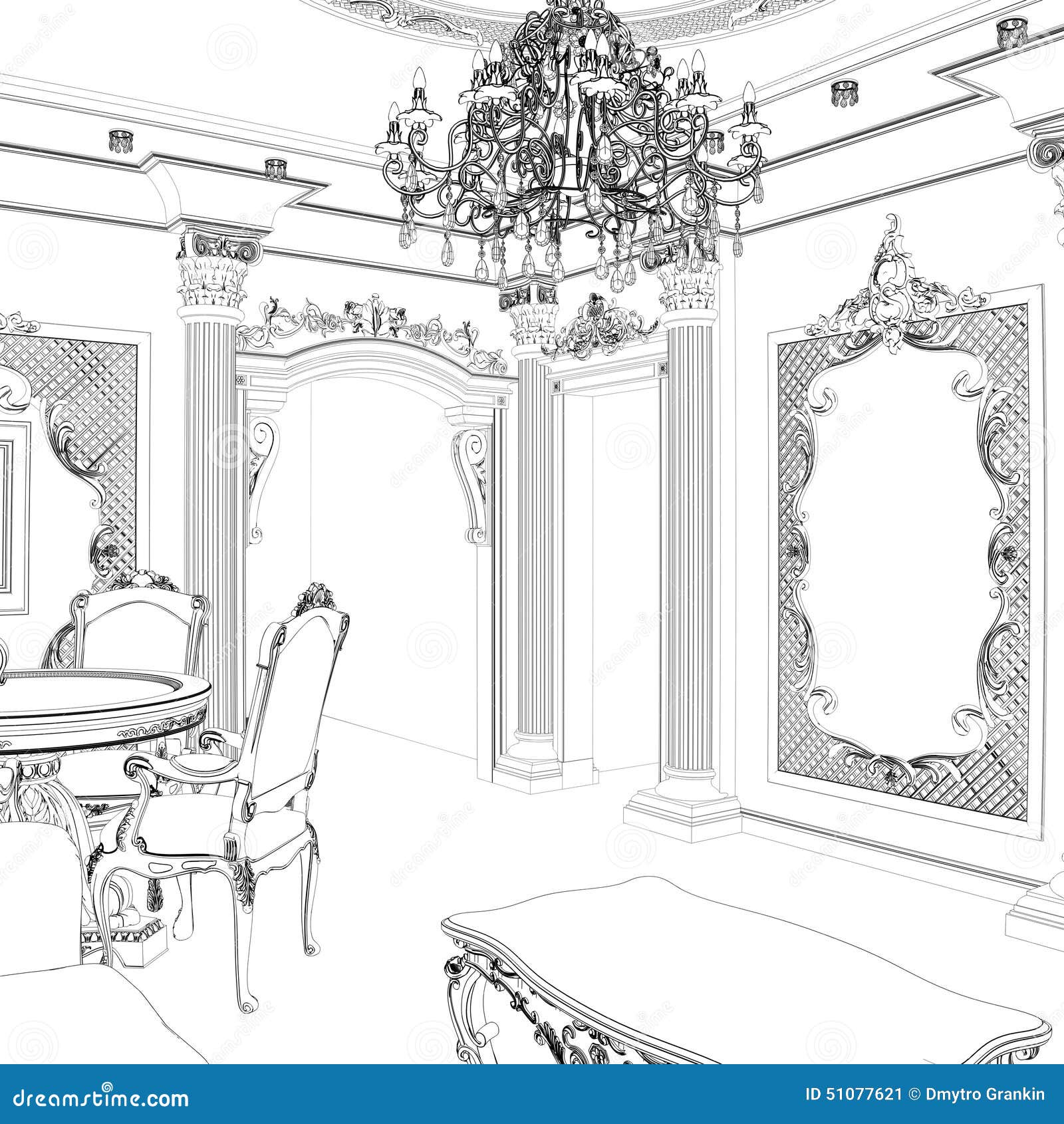 Graphical Sketch of an Interior Apartment. Stock Illustration ...