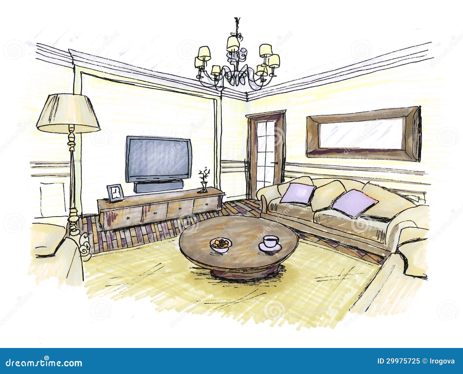 Graphical sketch stock illustration. Illustration of couch - 29975725