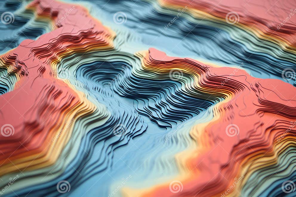 Graphical Topographic Height Map. Generate Ai Stock Photo - Image of ...