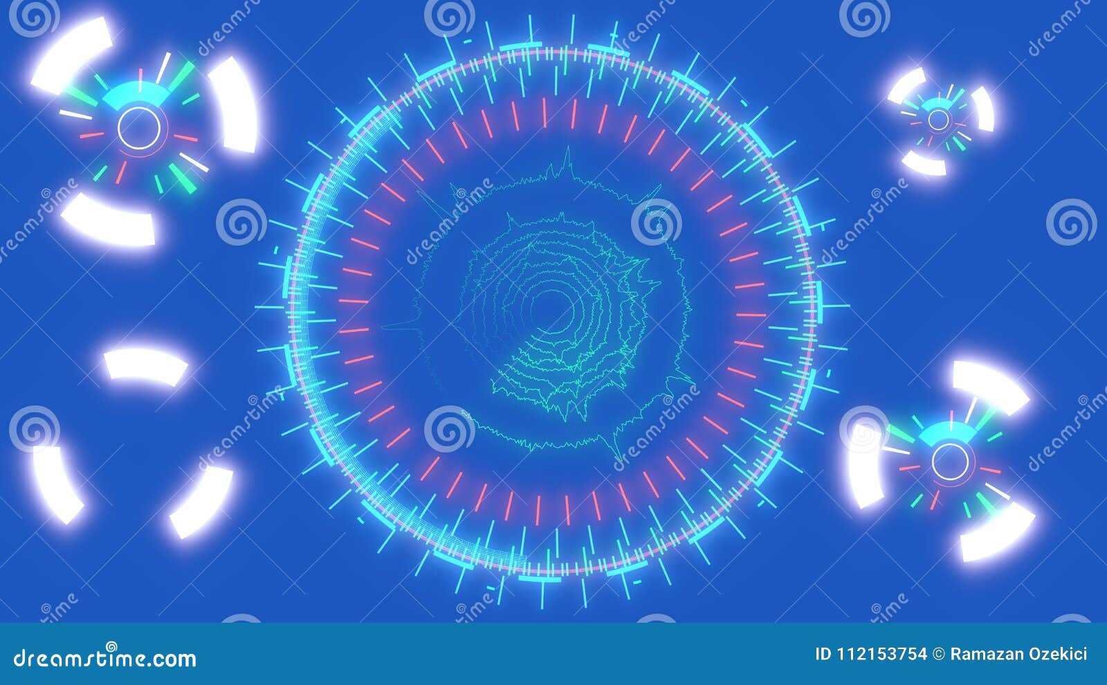 Graphical User Interface, Lines on a Blue Background, 3d Rendering ...