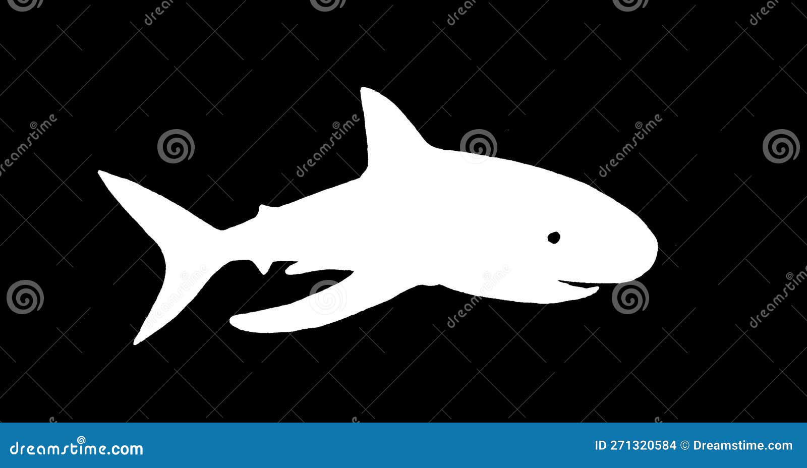 Graphical Vector Silhouette of Shark Isolated on Black,engraved ...
