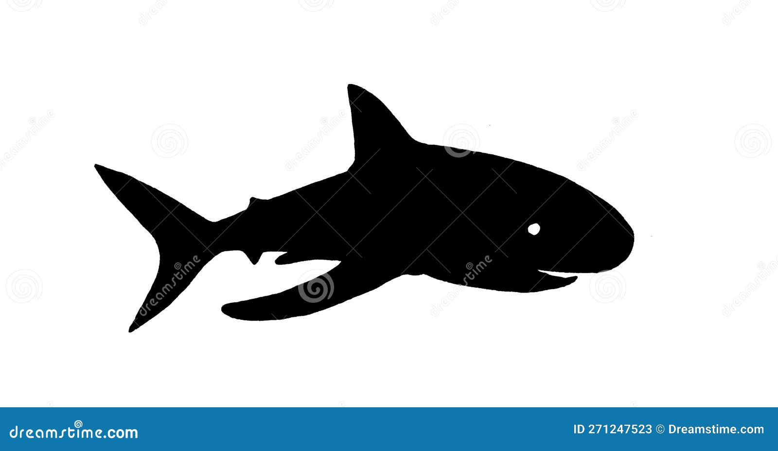 Graphical Vector Silhouette of Shark Isolated on White,illustration ...