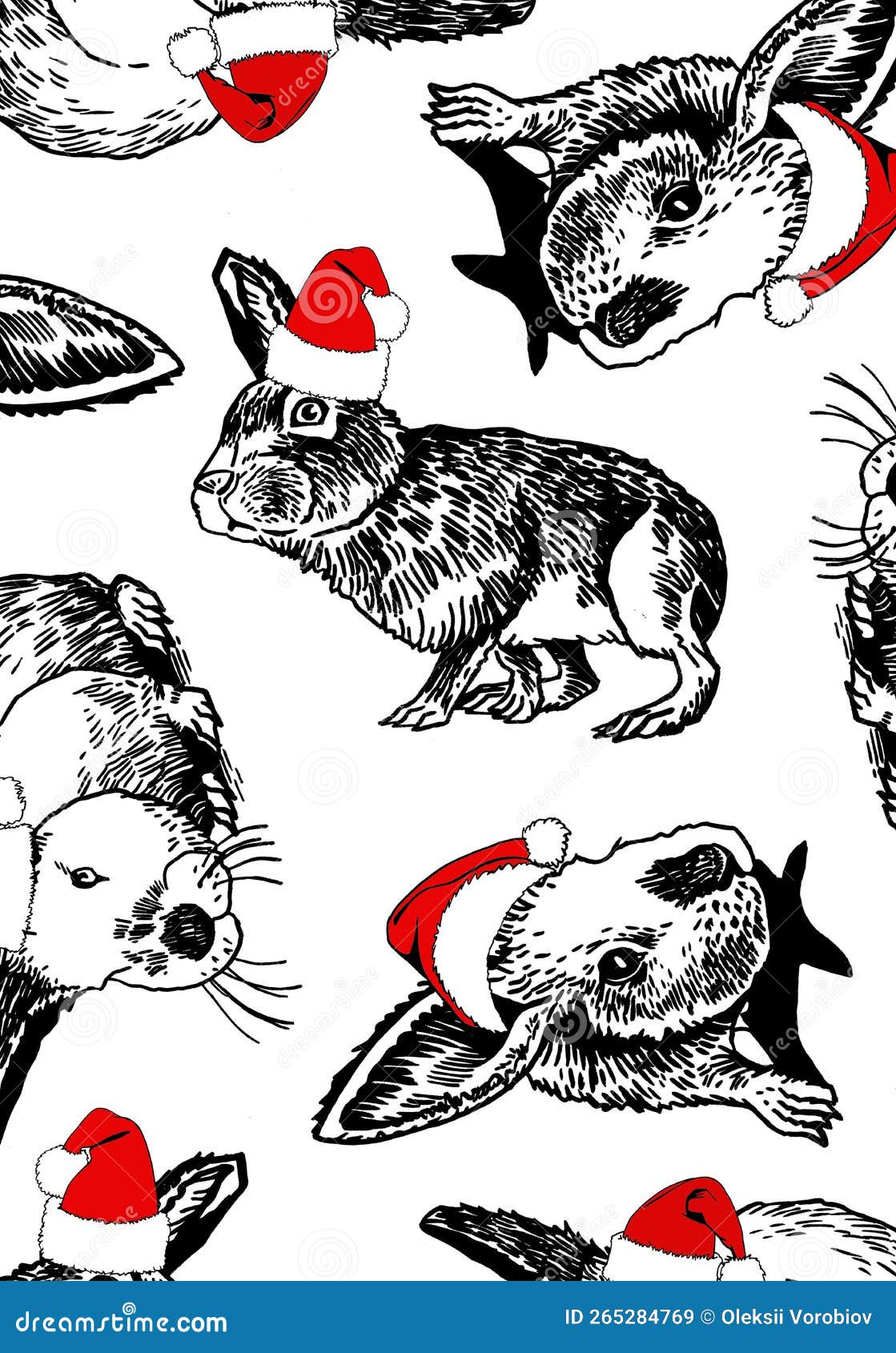 Graphical Vertical Design With Wild Hogs In Santa Claus Hats , Vector ...