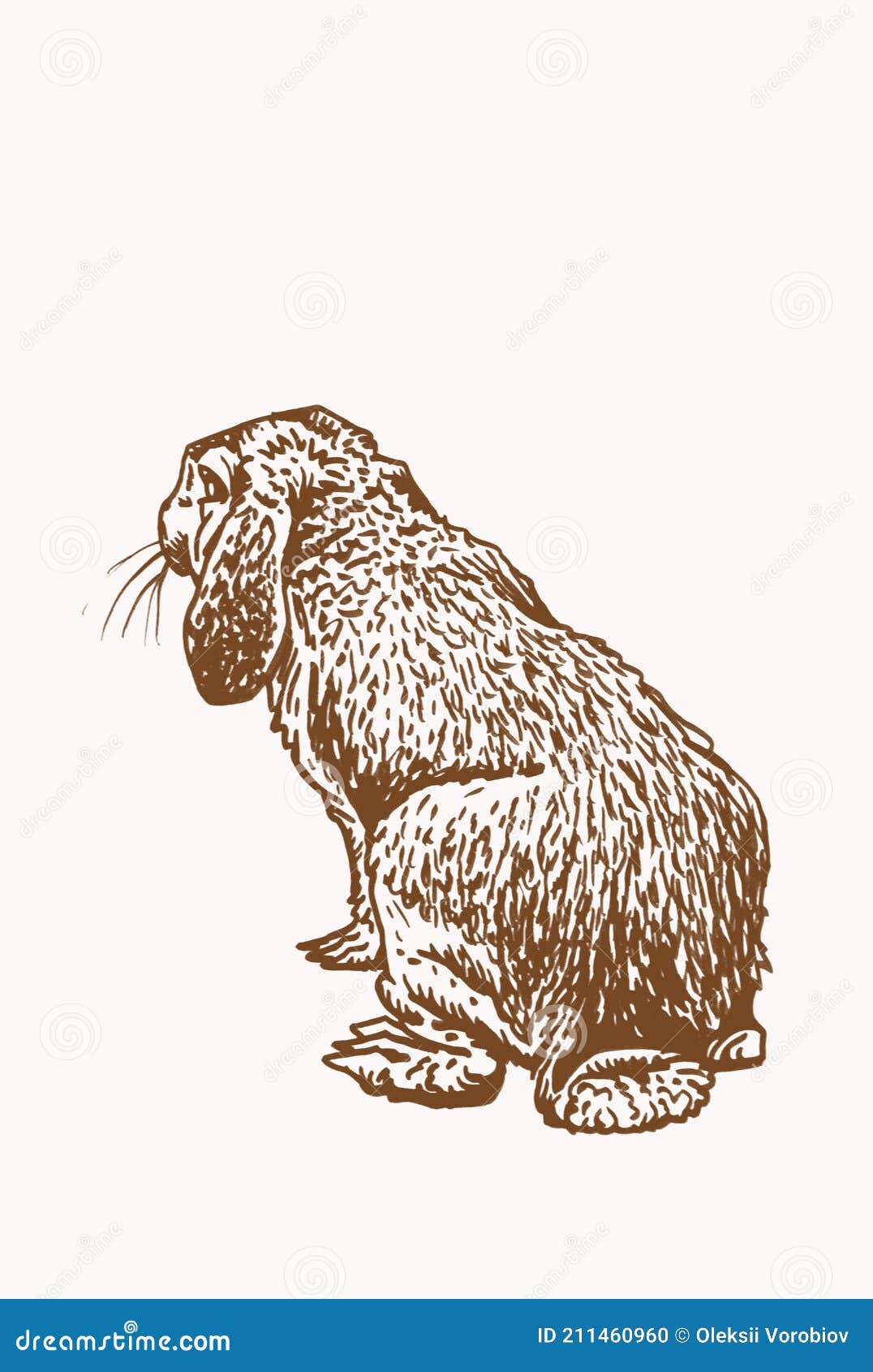 Graphical Vintage Bunny,sepia Illustration for Design and Printing ...