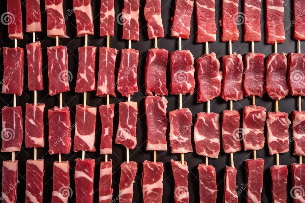 Graphically Appealing Pattern Created with Beef Skewers Stock ...