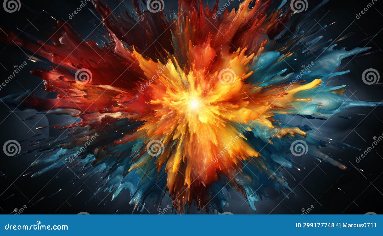 A Graphically Colorful Explosion of Liquid, Dust and Mist Stock Photo ...