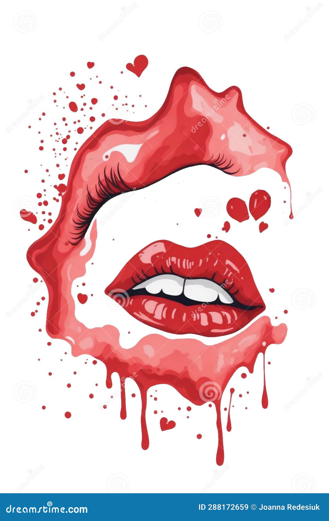 Beautiful Red Lips Romantic Graphics Stock Illustration Illustration