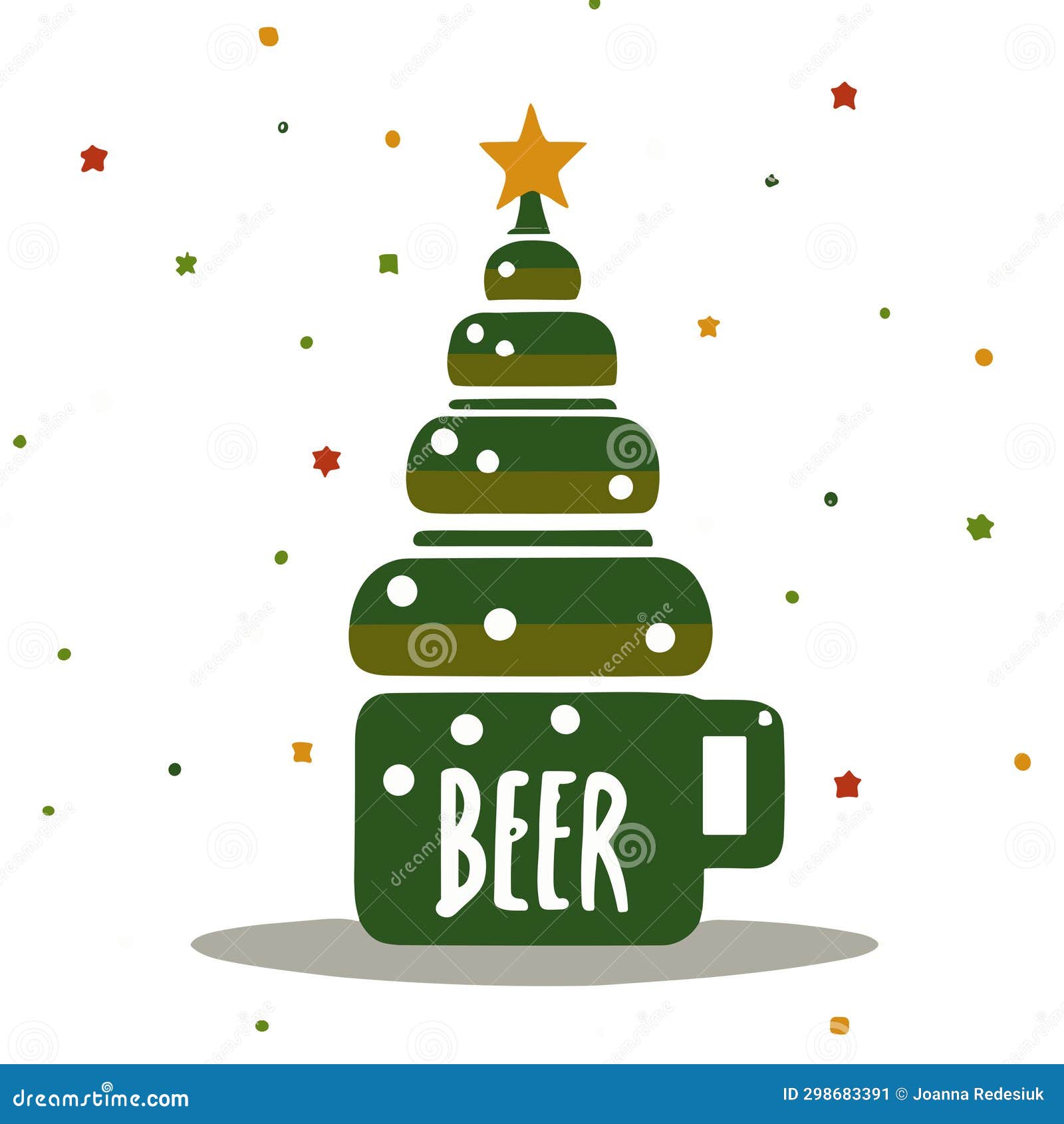 Graphics of a Beer Bottle in the Shape of a Christmas Tree Stock ...