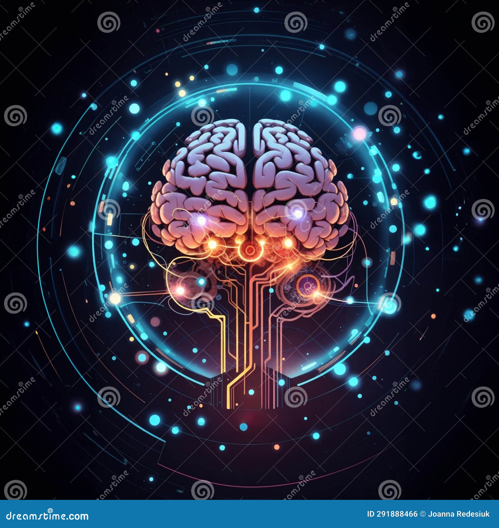 Graphics Brain with Electrical Impulses Delicious Stock Illustration ...