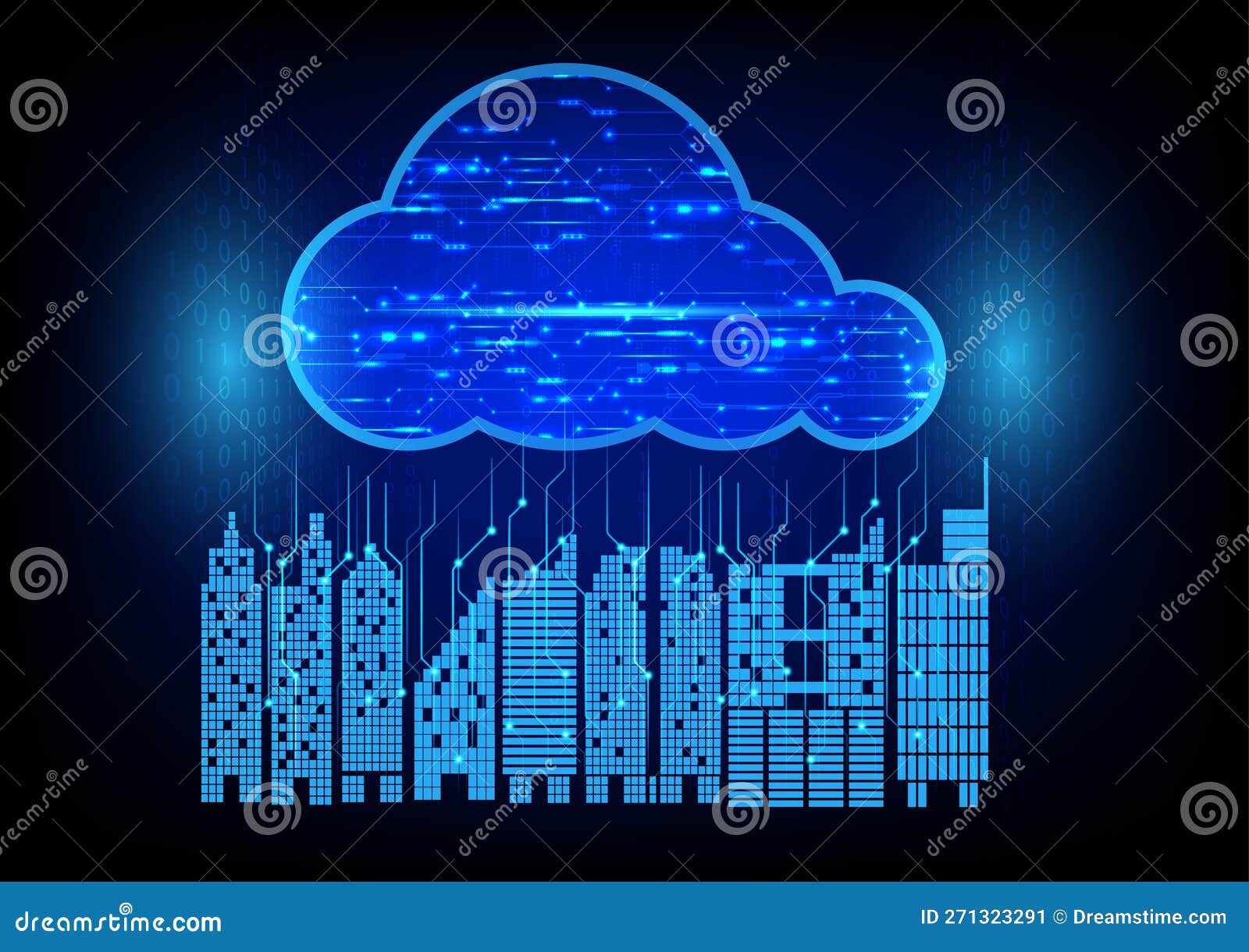 Graphics Building of a City with Cloud Concept Data Transfer Cloud ...