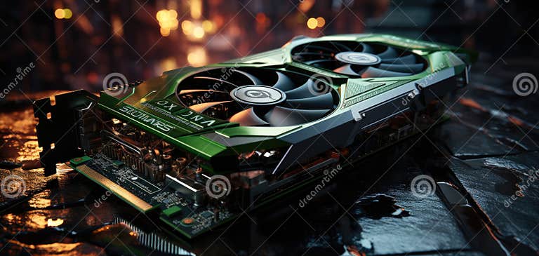 Graphics Card on Abstract Digital Background. Modern Gaming GPU ...