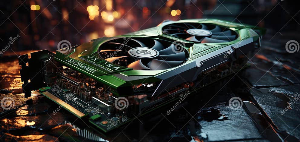 Graphics Card on Abstract Digital Background. Modern Gaming GPU ...