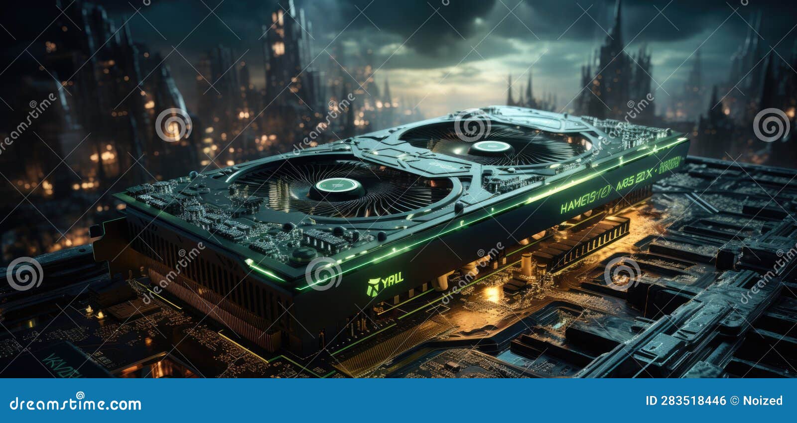 Graphics Card on Abstract Digital Background. Modern Gaming GPU ...