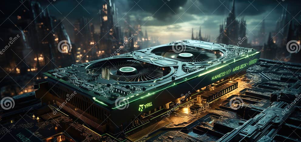 Graphics Card on Abstract Digital Background. Modern Gaming GPU ...