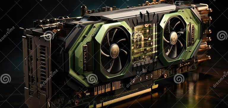 Graphics Card on Abstract Digital Background. Modern Gaming GPU ...