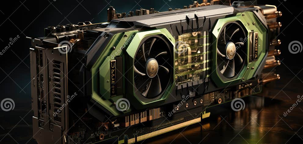 Graphics Card on Abstract Digital Background. Modern Gaming GPU ...