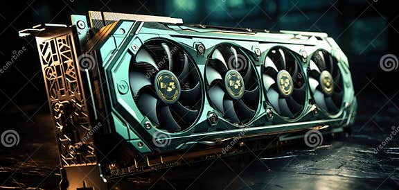 Graphics Card on Abstract Digital Background. Modern Gaming GPU ...
