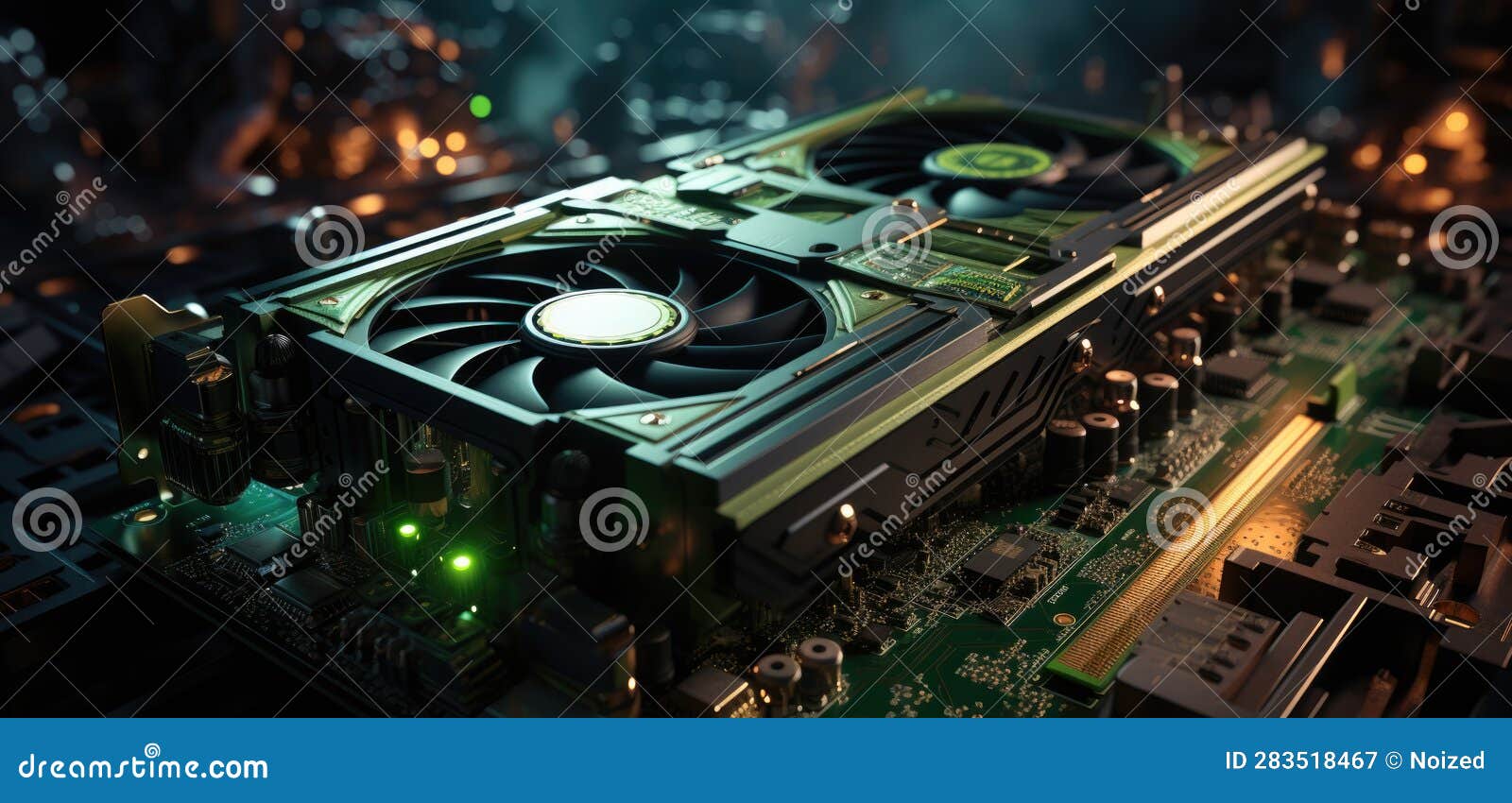 Graphics Card on Abstract Digital Background. Modern Gaming GPU ...