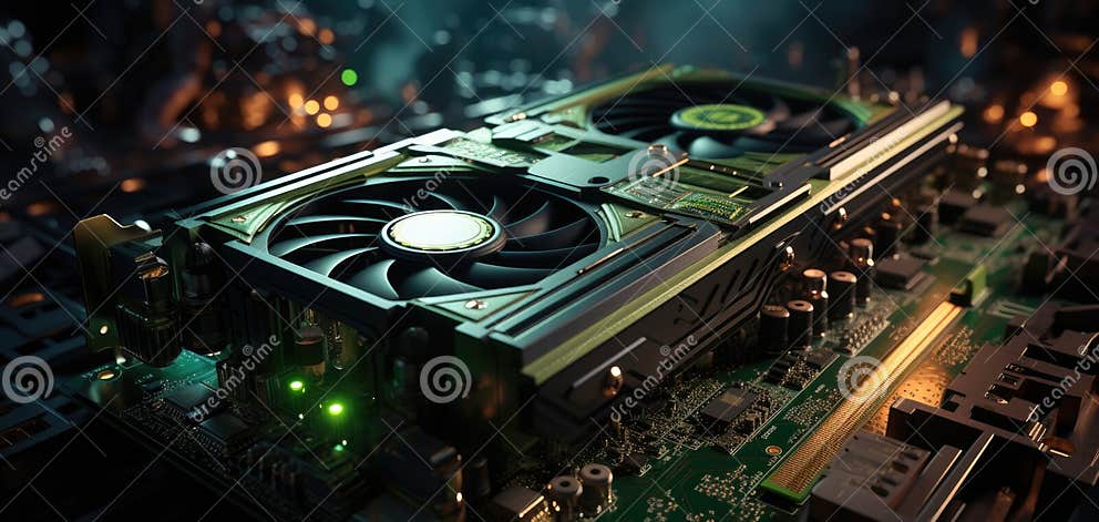 Graphics Card on Abstract Digital Background. Modern Gaming GPU ...