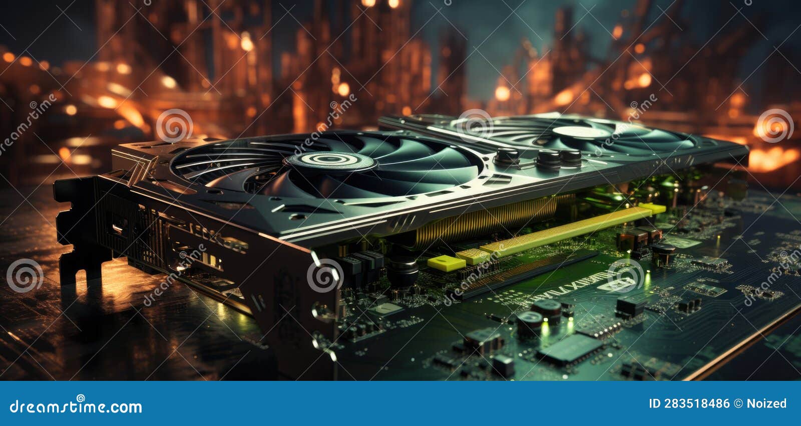 Graphics Card on Abstract Digital Background. Modern Gaming GPU ...