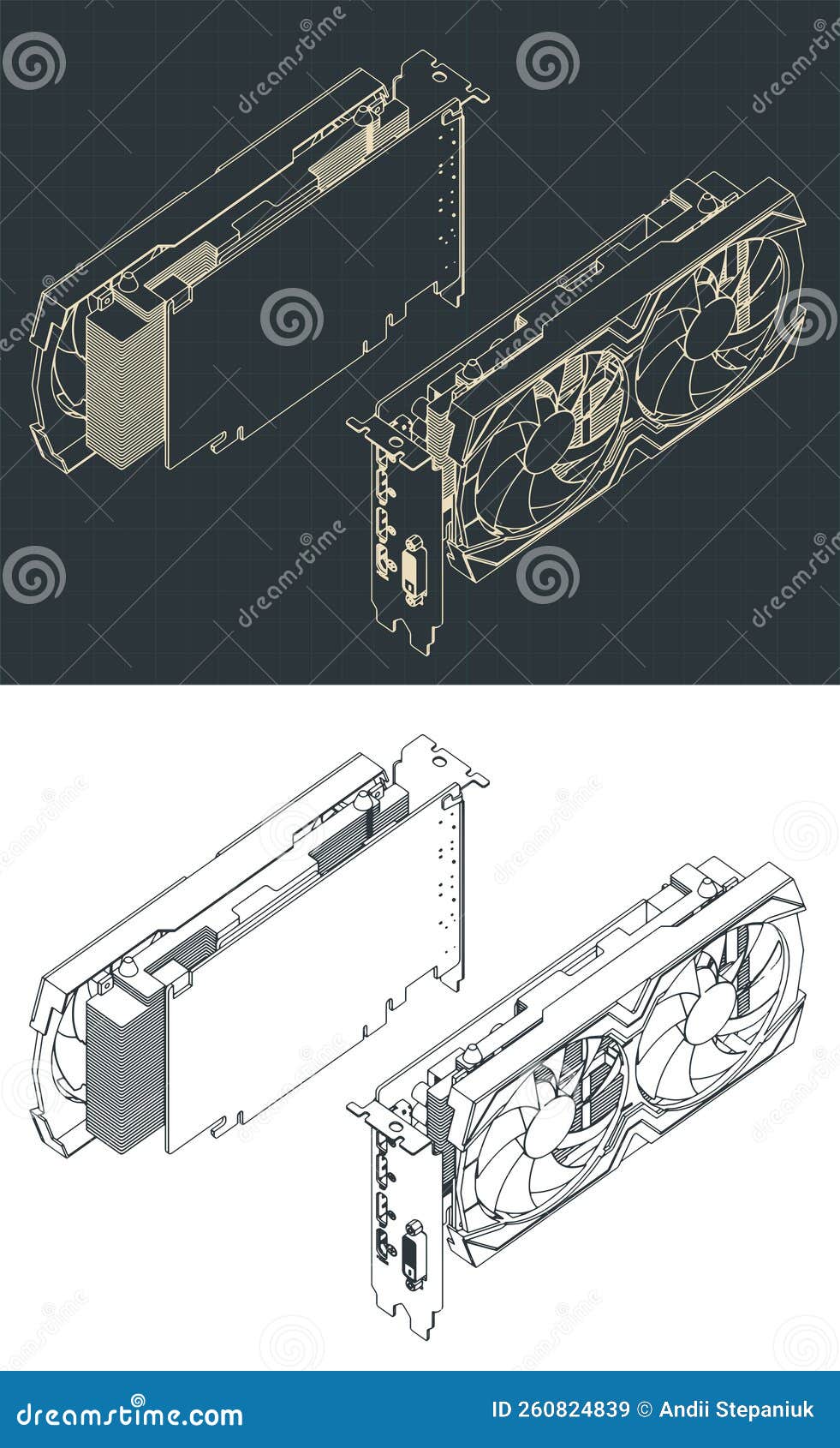 Graphics Card Isometric Blueprints Stock Vector - Illustration of ...