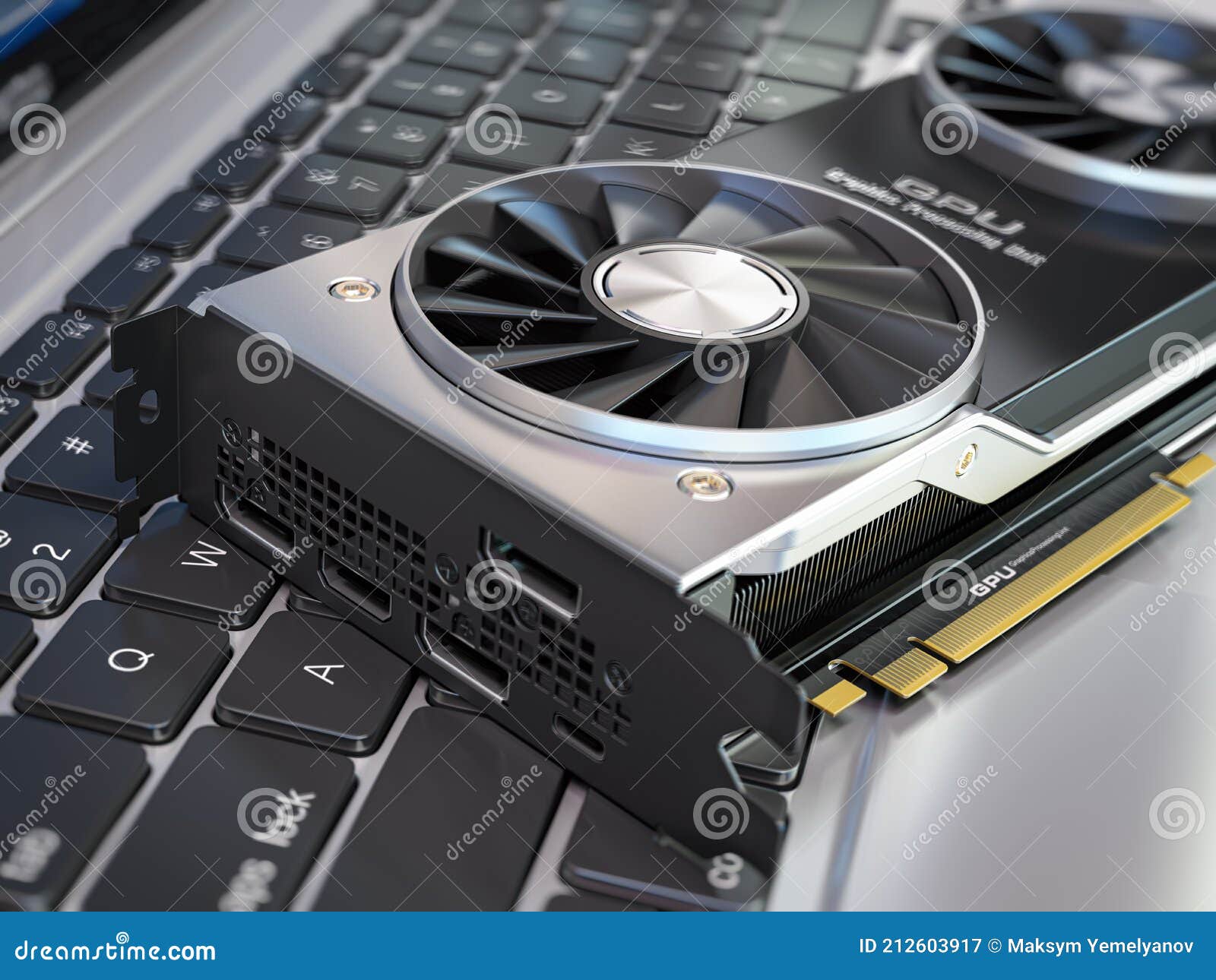 Graphics Card on Laptop Keyboard. Modern Gaming GPU Graphics Processing ... Graphics Card on Laptop Keyboard. Modern Gaming GPU Graphics Processing ...
