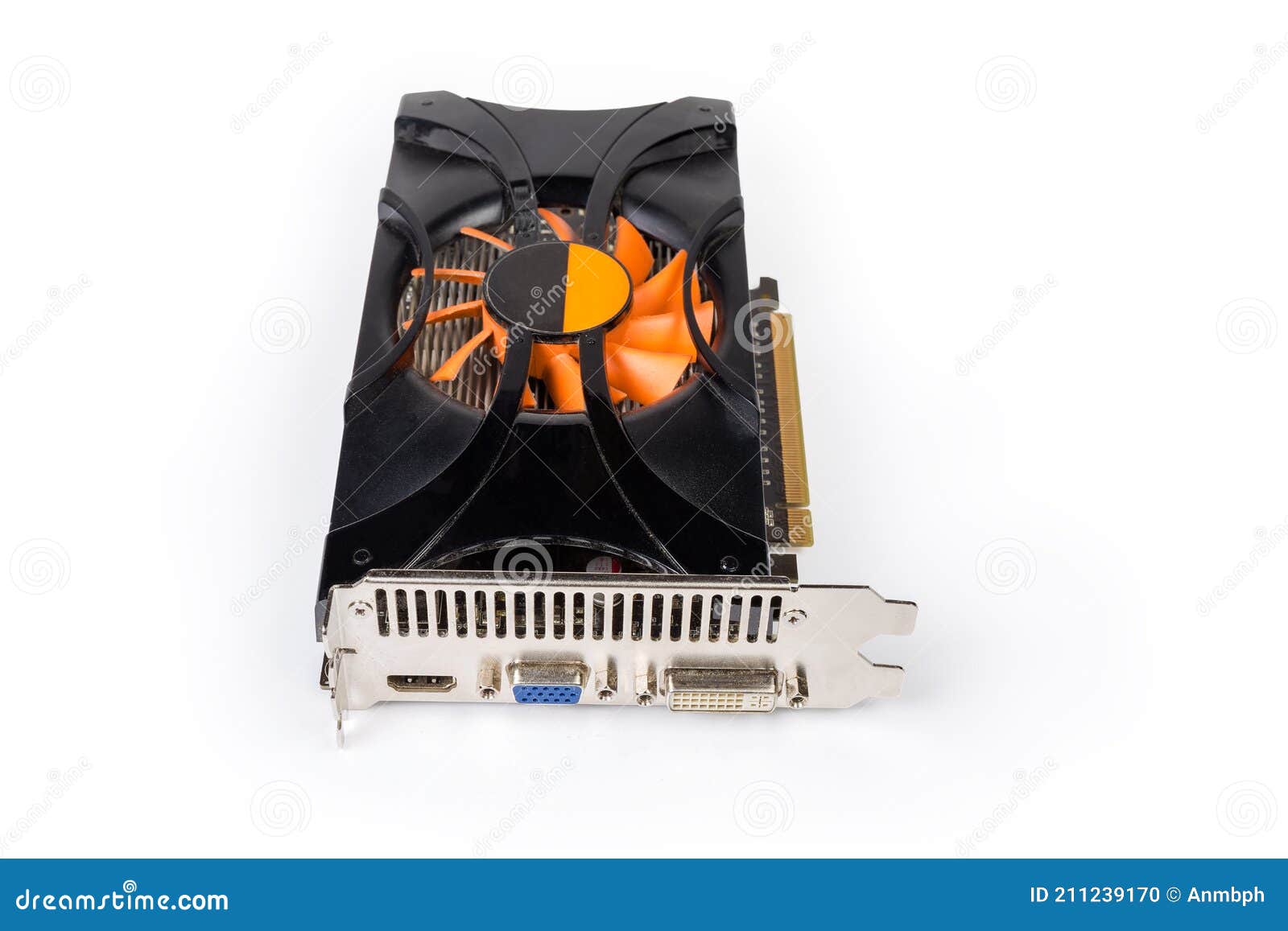 Graphics Card from the Side of External Connectors Close-up Stock Photo ...