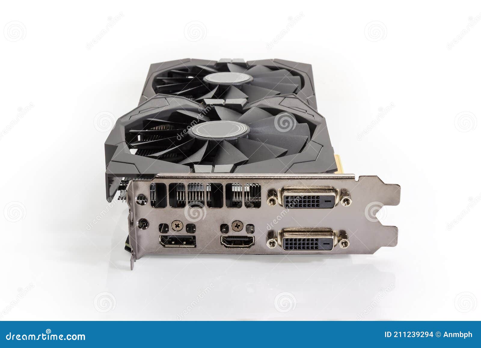 Graphics Card from the Side of External Connectors Close-up Stock Photo ...