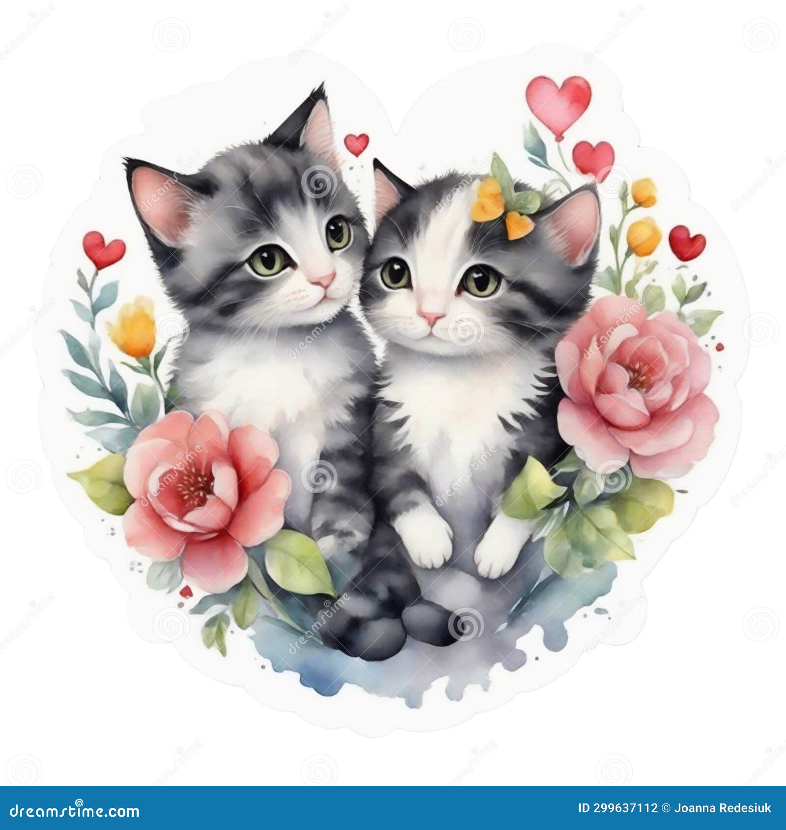 Graphics of a Charming Couple of Kittens in Love Stock Illustration ...
