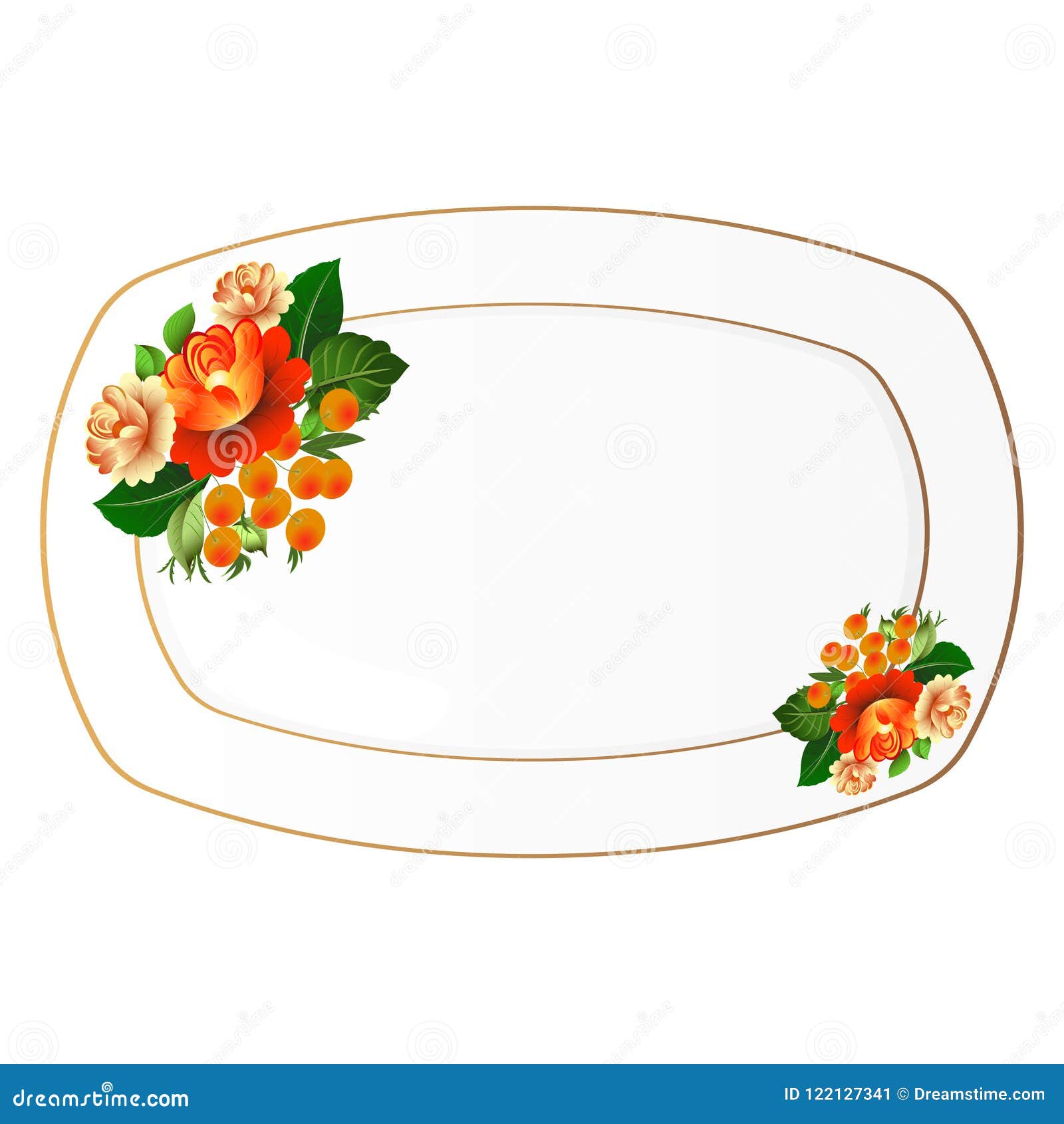 Graphics Composition Porcelain Dish with Ornament Stock Illustration ...