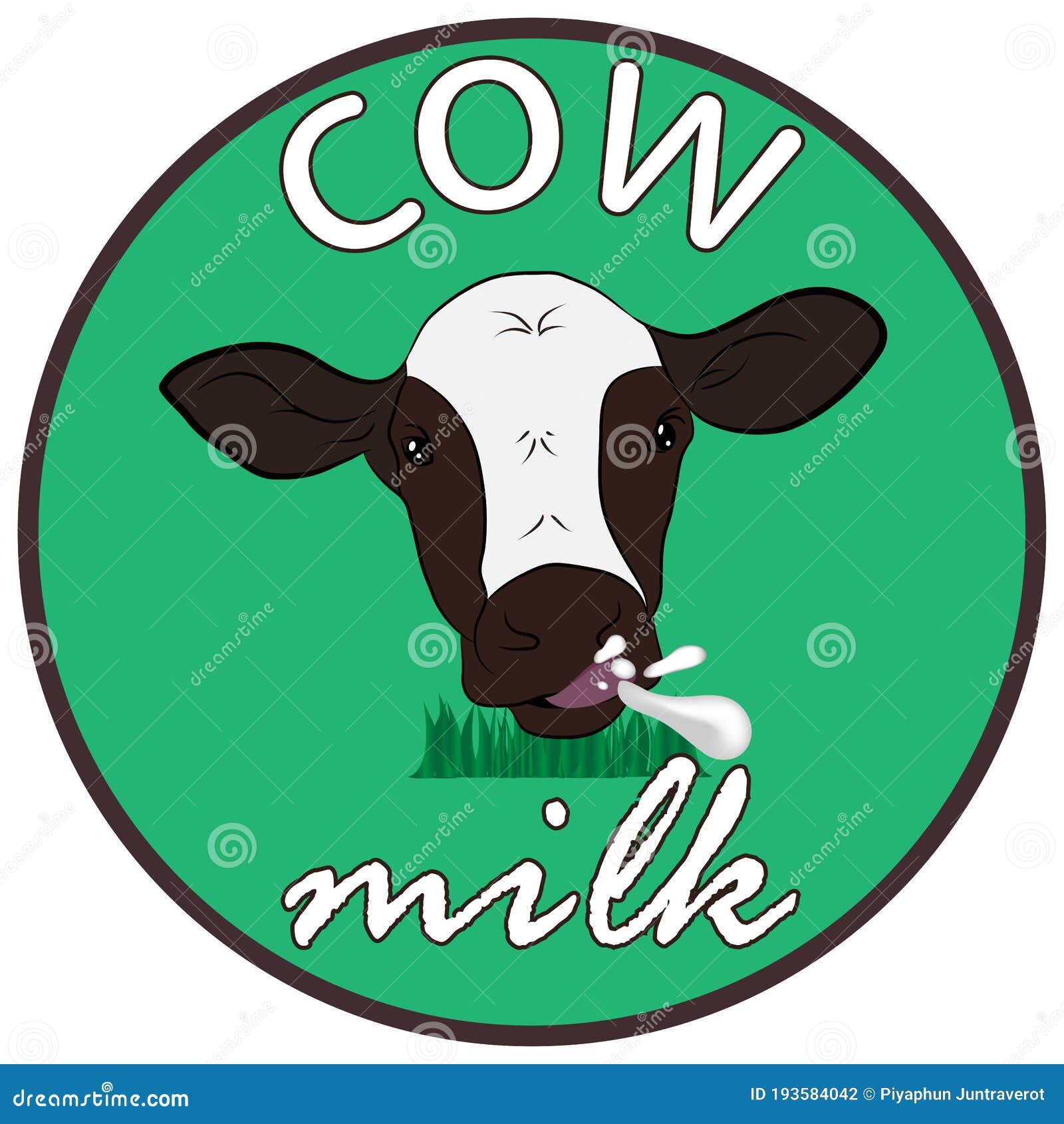Graphics Design Circle Logo Cow Head and Cow Text Stock Illustration ...