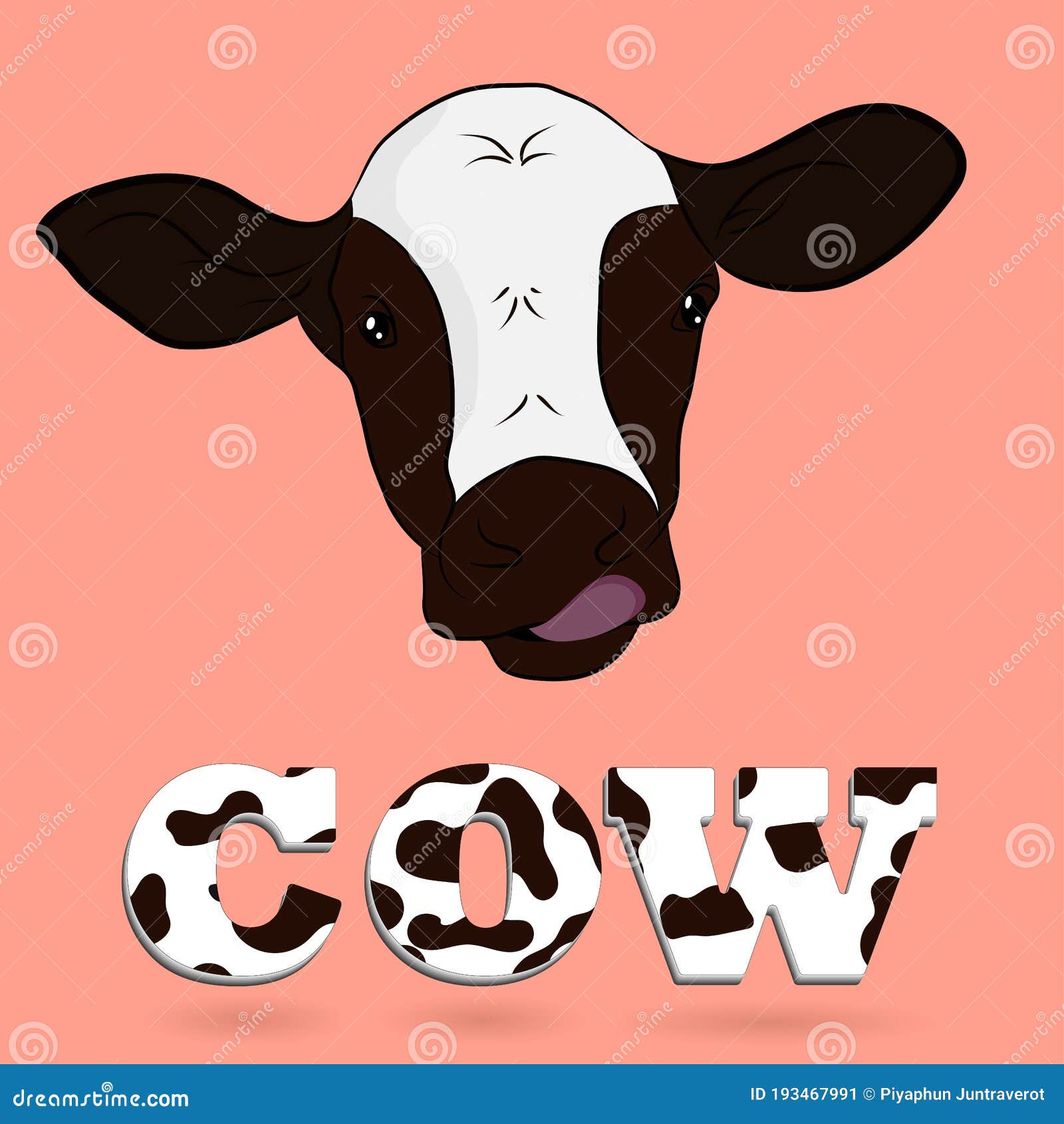Graphics Design Cow Head and Cow Text 3d Stock Vector - Illustration of ...