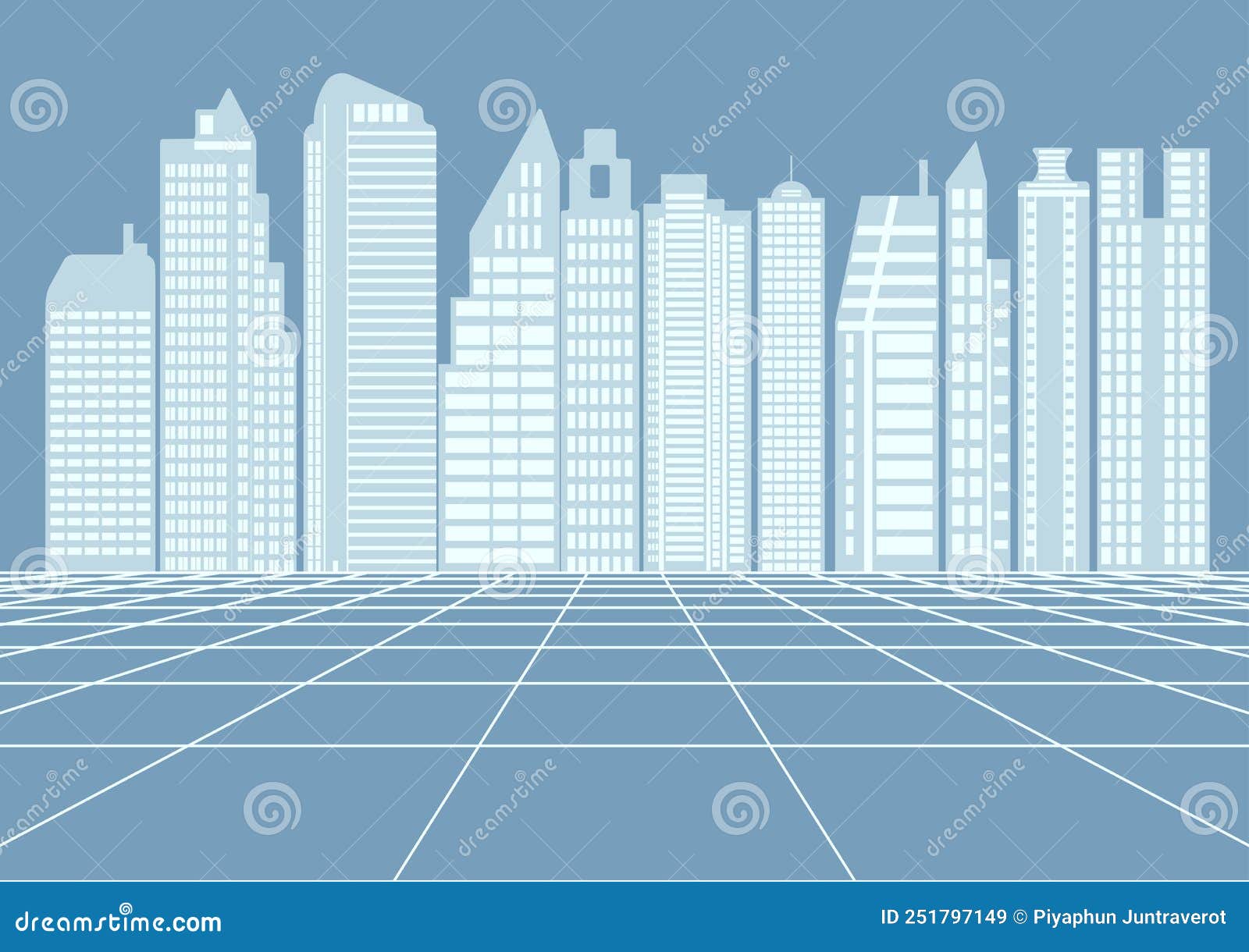 Graphics Design Drawing Building Tower with Floor Landscape Vector ...