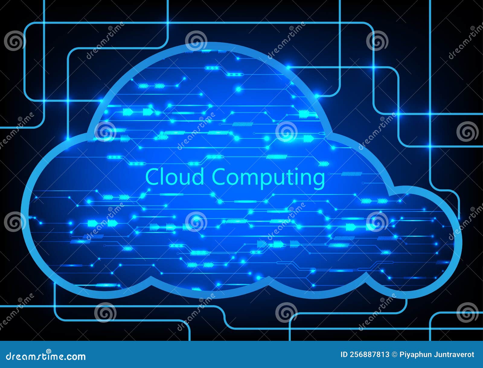 Graphics Design Hitech Technology Cloud Computing Concept. Computer ...