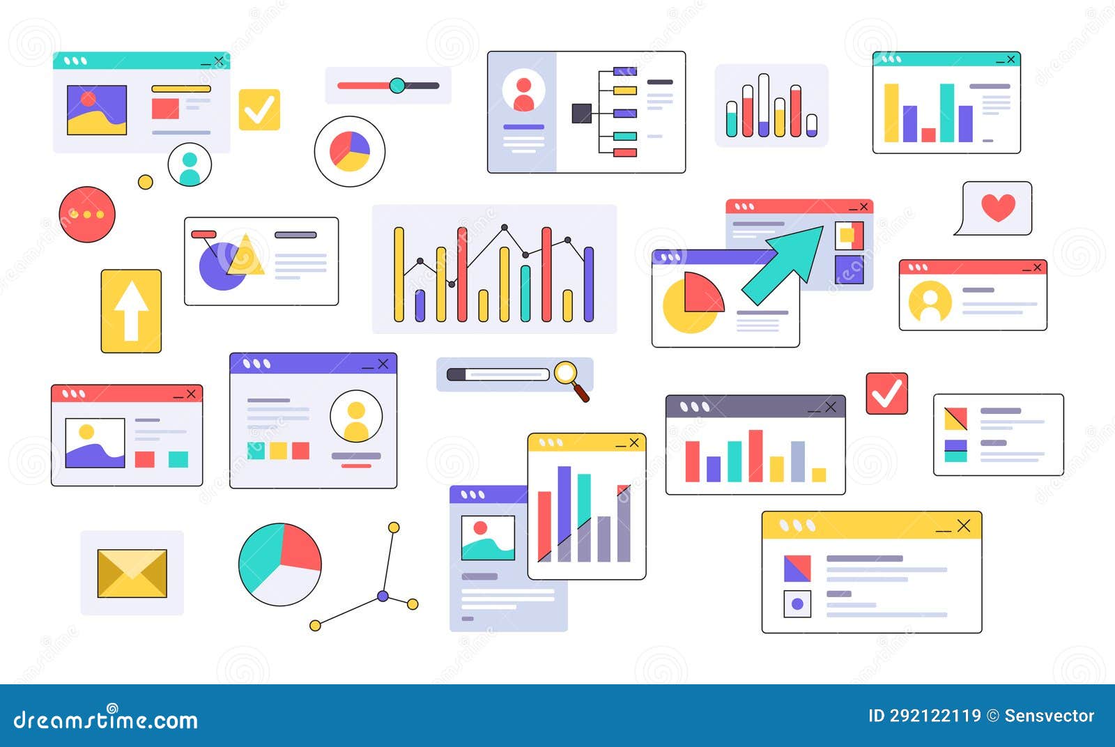 Graphics for Displays, Data Statistics Window Stock Vector ...